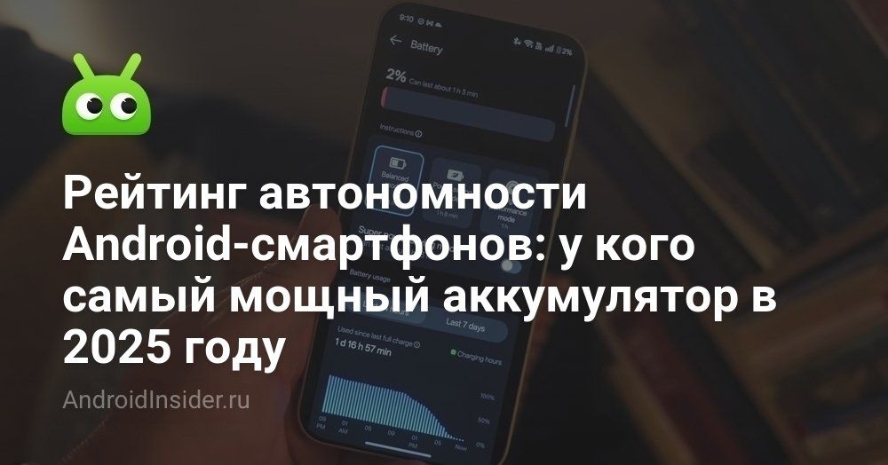 Рейтинг автономности Android-смартфонов: у кого самый мощный аккумулятор в 2025 году ...